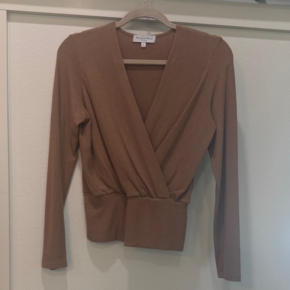 Michael Stars | Tops | Michael Stars Tan Wrap Blouse | Poshmark